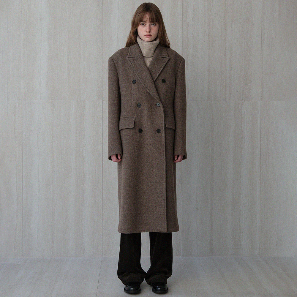 wool classic double breasted coat (brown) - 하고(HAGO)