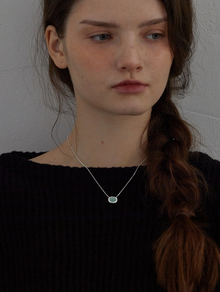 [Green Onyx] Green Bean Necklace - 하고(hago) - 하고