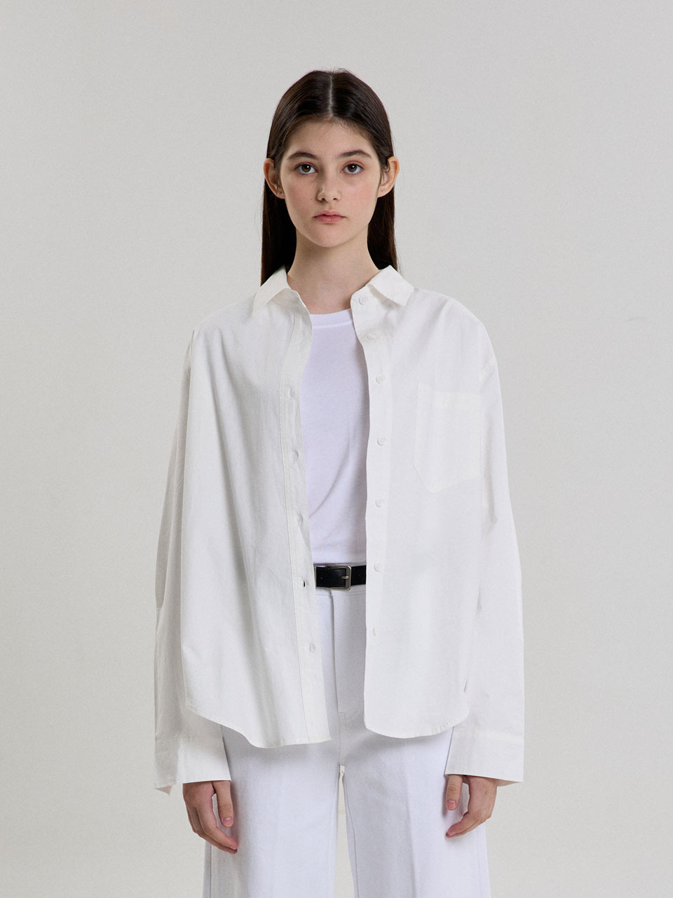 HEAL RELAXED FIT BASIC SHIRT_WHITE - 하고(hago) - 하고