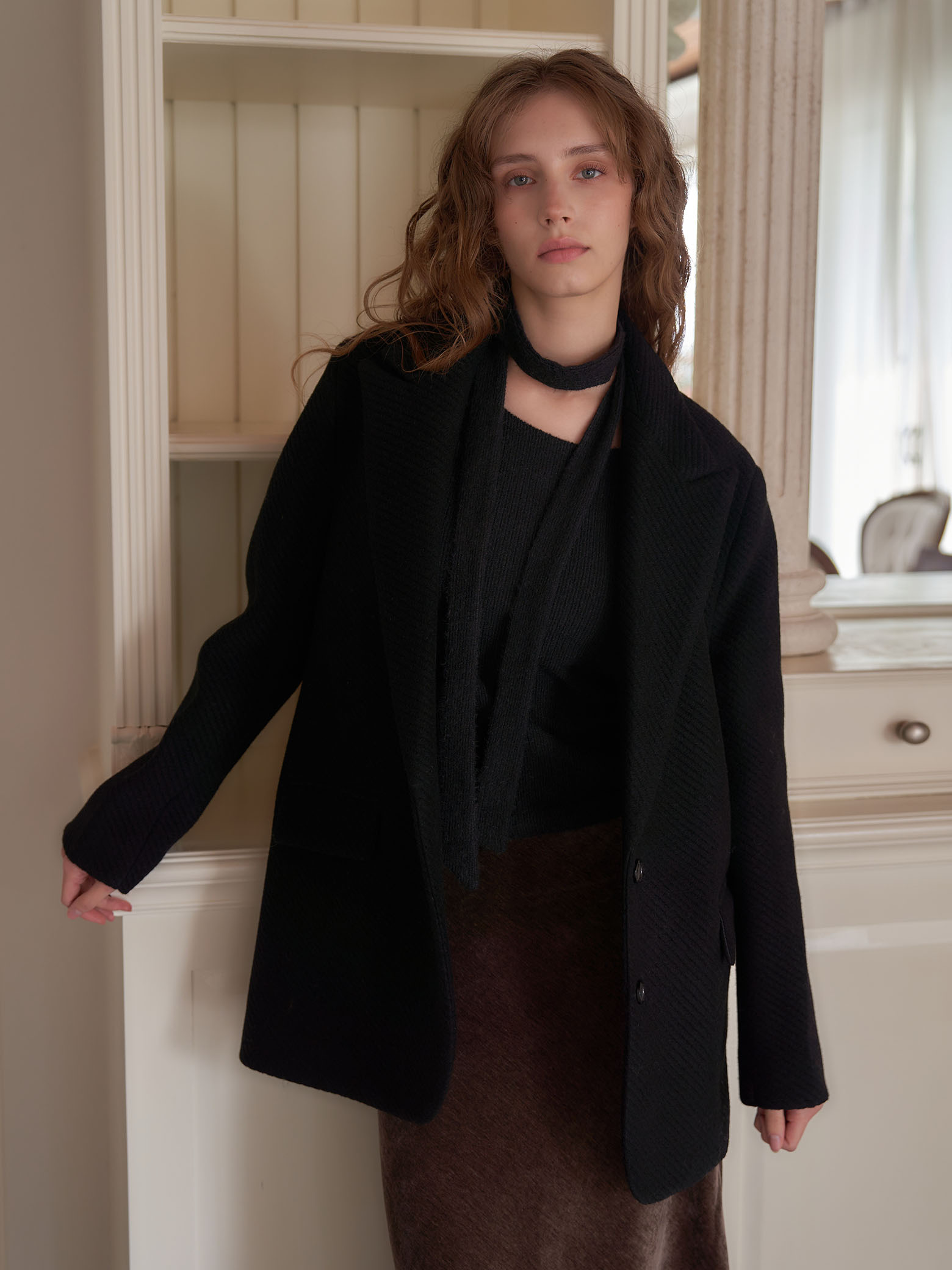 WOOL BUTTON JACKET [ BLACK ] - 하고(HAGO)