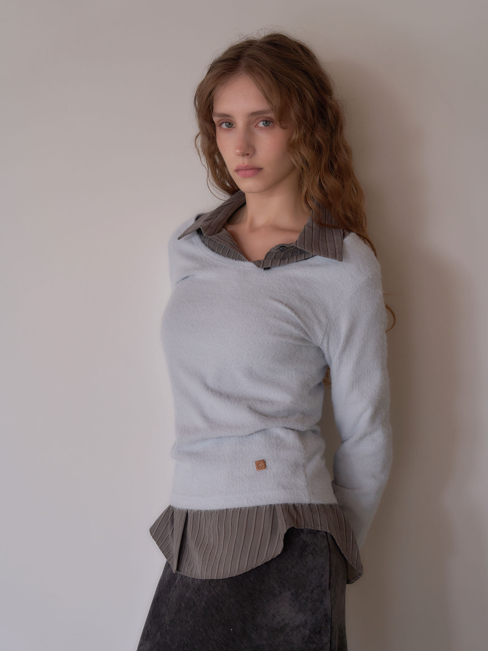 FLUFFY MUFFLER TOP [ PALE BLUE ] - HAGO(하고)