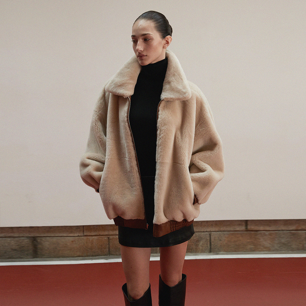 Spanish shearling Reversible bomber Jumper_Camel - HAGO(하고)