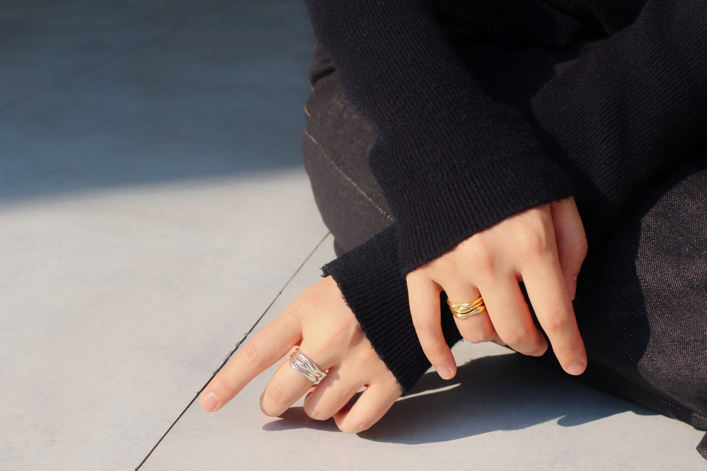 flow layered ring (silver) - 하고(HAGO)