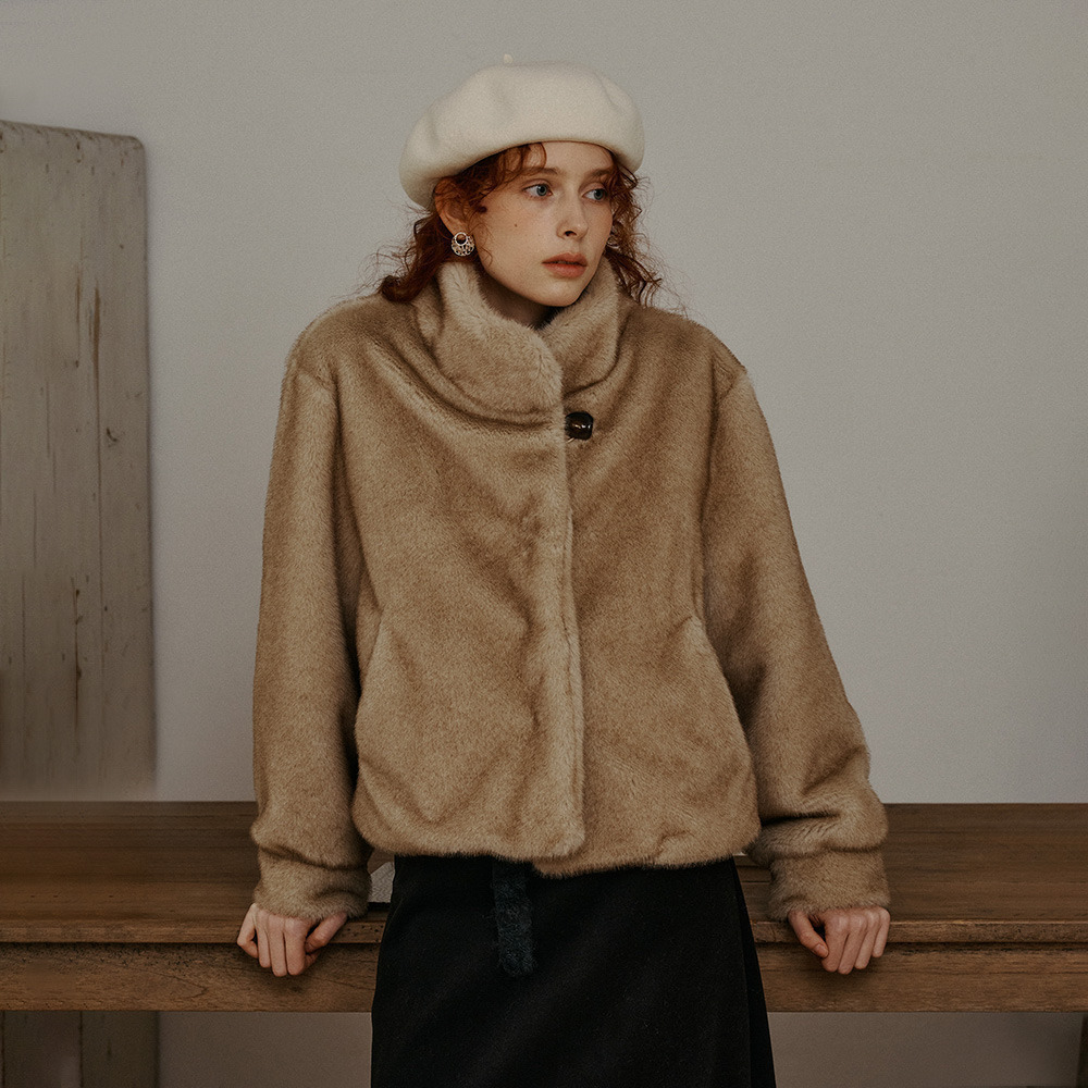 PM_High neck fur jacket_BEIGE - HAGO(하고)