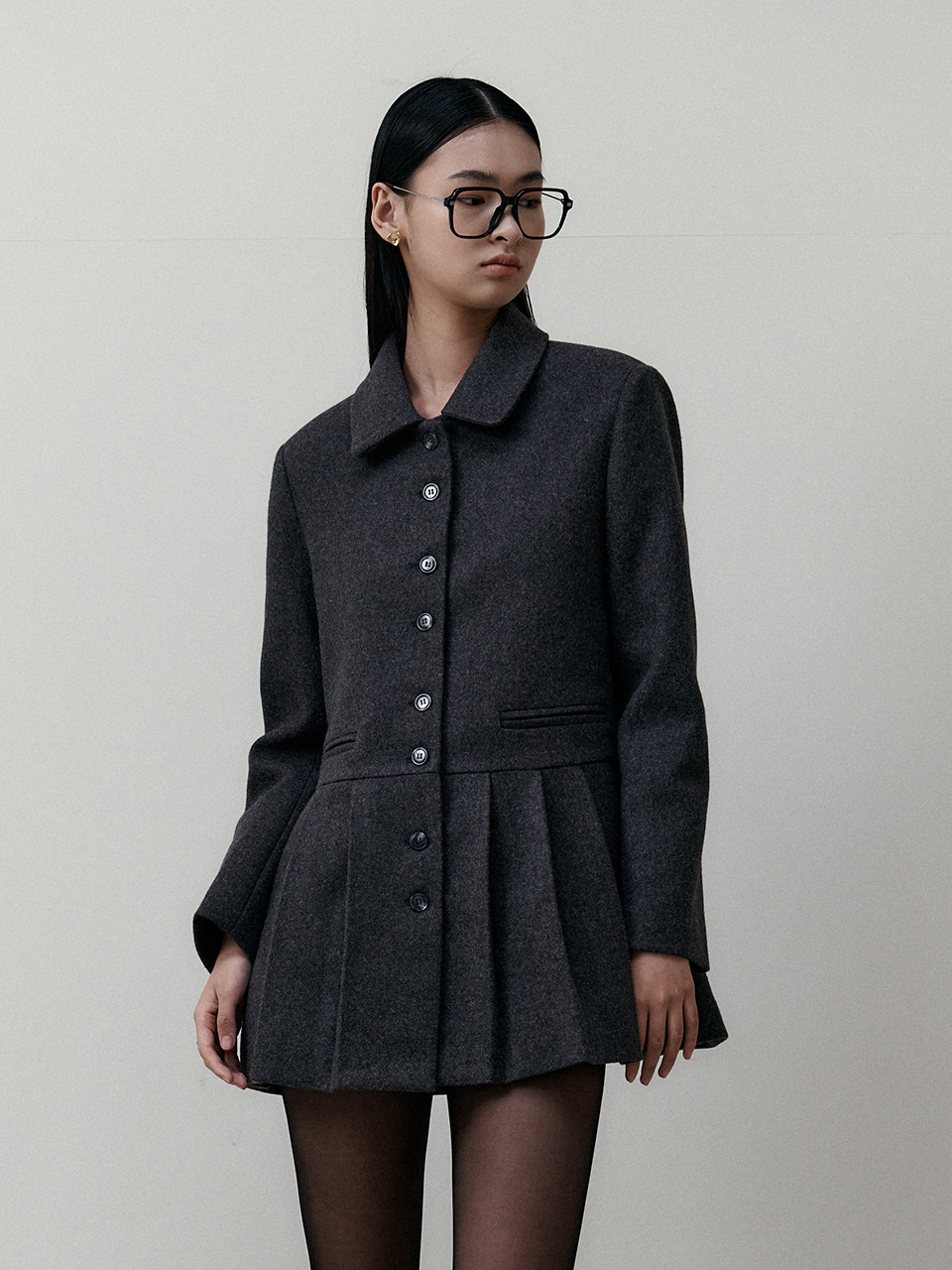 BA_Fur muffler dress_CHARCOAL - 하고(HAGO)