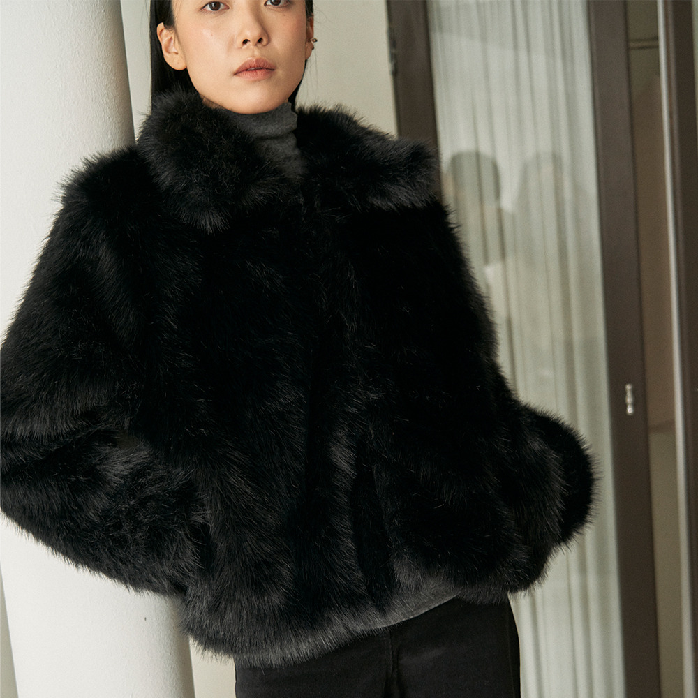 Eco Soft Fur Jacket_Black (Short) - 하고(HAGO)
