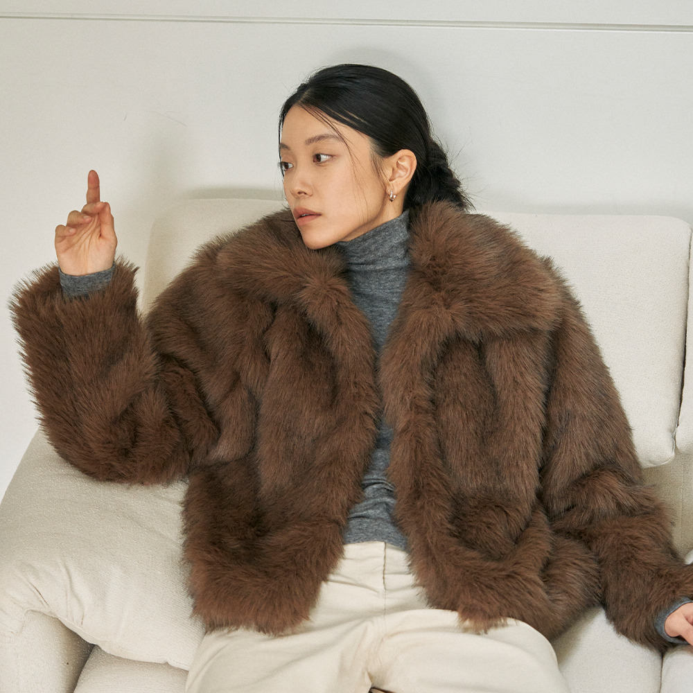 Eco Soft Fur Jacket_Deep Brown (Short) - 하고(HAGO)