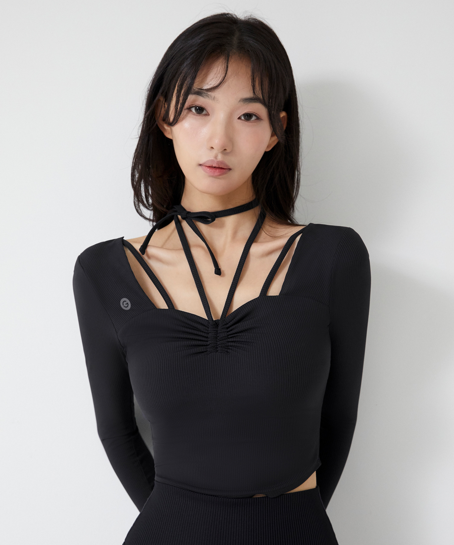 엘플렉스 Rib 셔링 홀터 롱 슬리브_2COLOR - HAGO(하고)