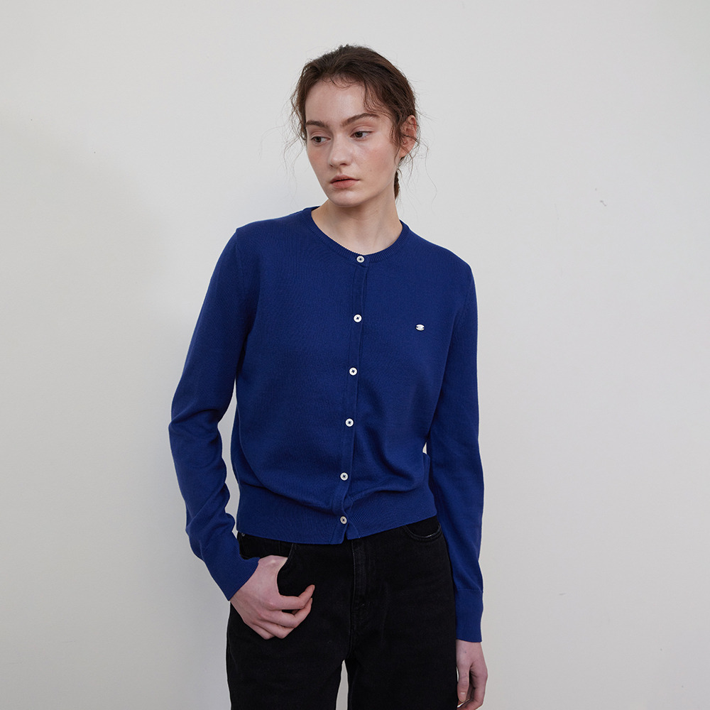 SOFT COTTON BASIC ROUND CARDIGAN_OCEAN BLUE - HAGO(하고)