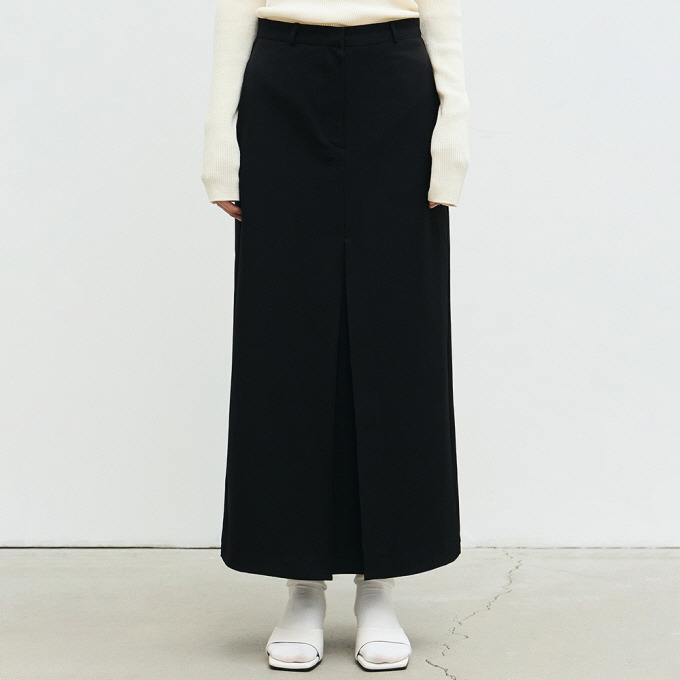 BOX PLEATED LONG SKIRT_BLACK - 하고(HAGO)