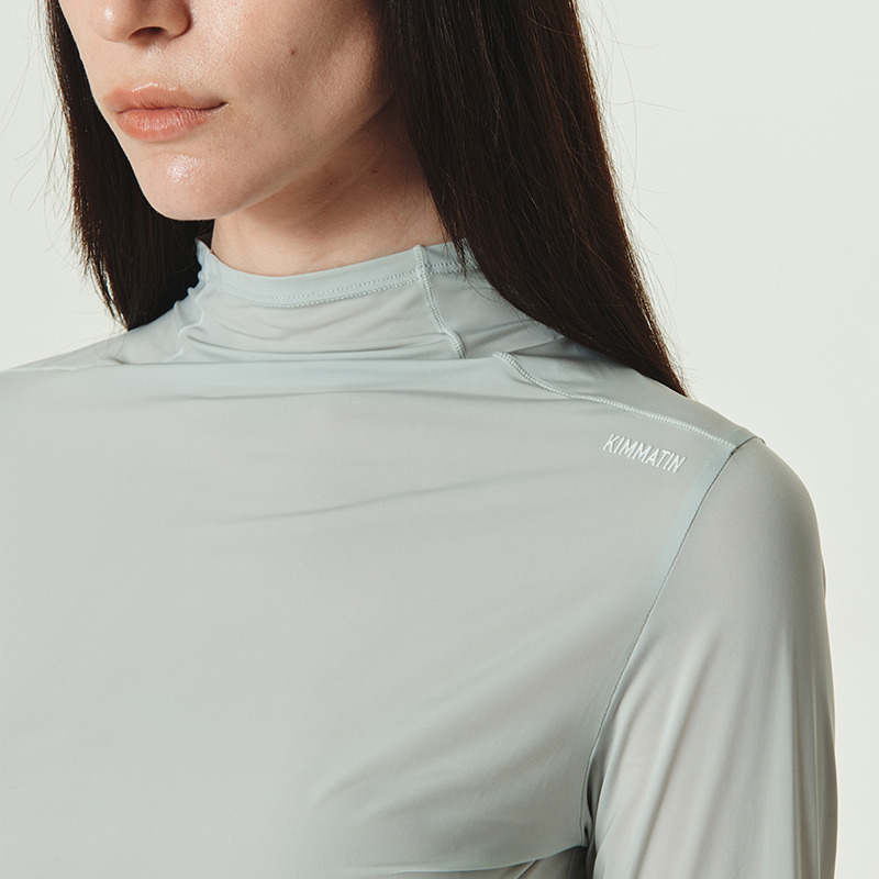 HALF NECK LIGHT LONG SLEEVE TOP IN MINT - HAGO(하고)