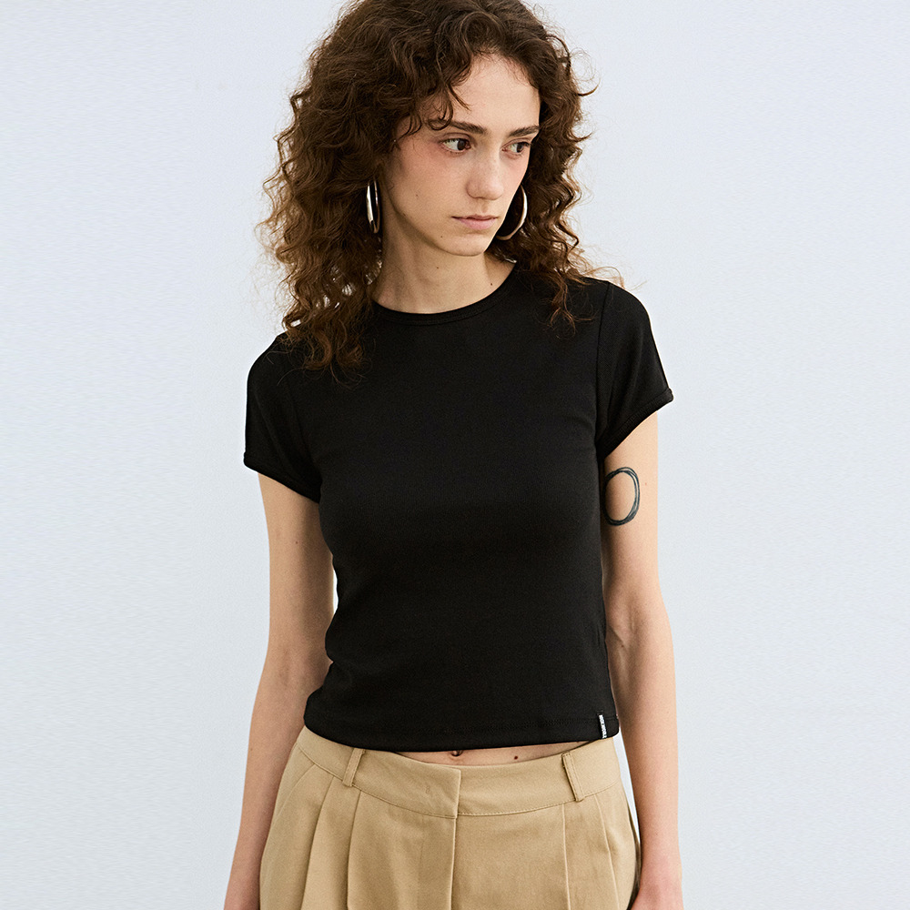 NICOLE BASIC SLIM TOP_BLACK - HAGO(하고)