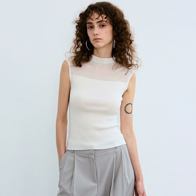 SHEER LINE SLEEVELESS_IVORY - HAGO(하고)