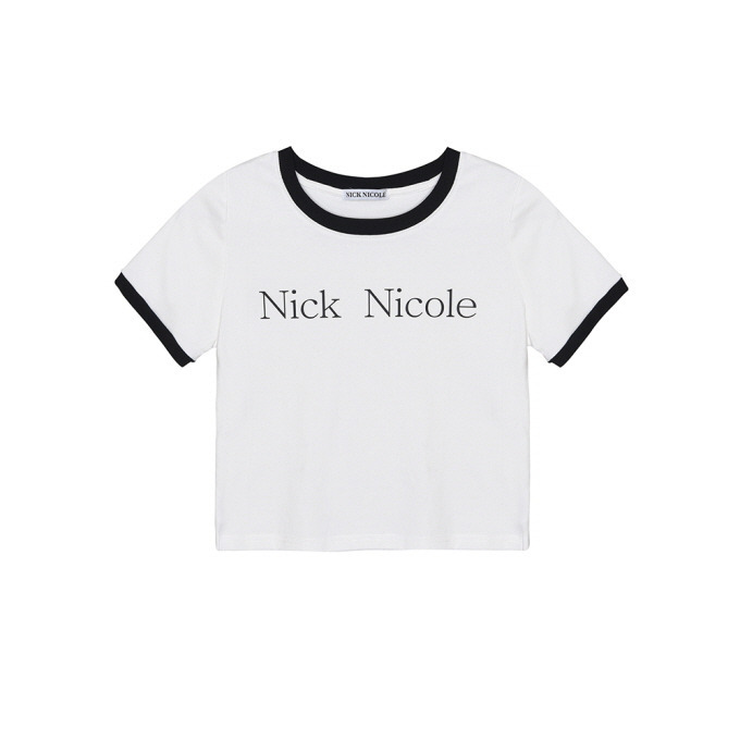 NICOLE SIGNATURE RINGER CROP TOP_WHITE - 하고(HAGO)