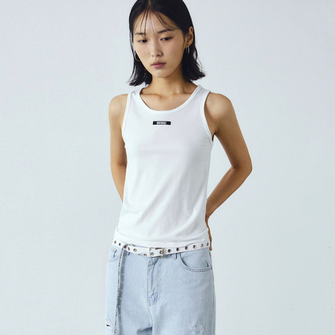 MINIMAL LABEL SLEEVELESS_WHITE - HAGO(하고)