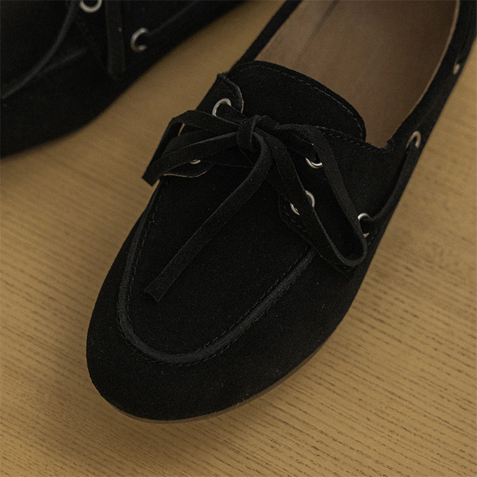 LACE UP SUEDE LOAFER_BLACK - HAGO(하고)
