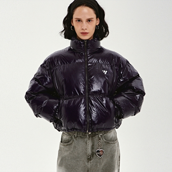 SHINE CROP PUFFER PADDING_NAVY - HAGO(하고)