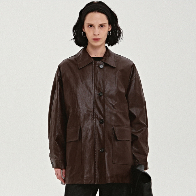 CLASSIC STRING MIDI LEATHER PADDING_BROWN - HAGO(하고)