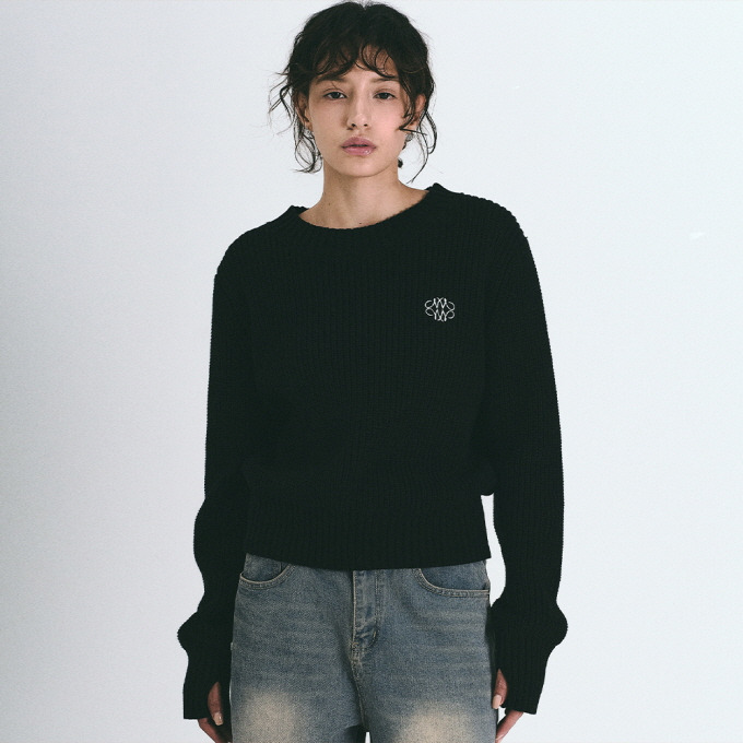 NICOLE WAMER PULLOVER KNIT_BLACK - 하고(HAGO)