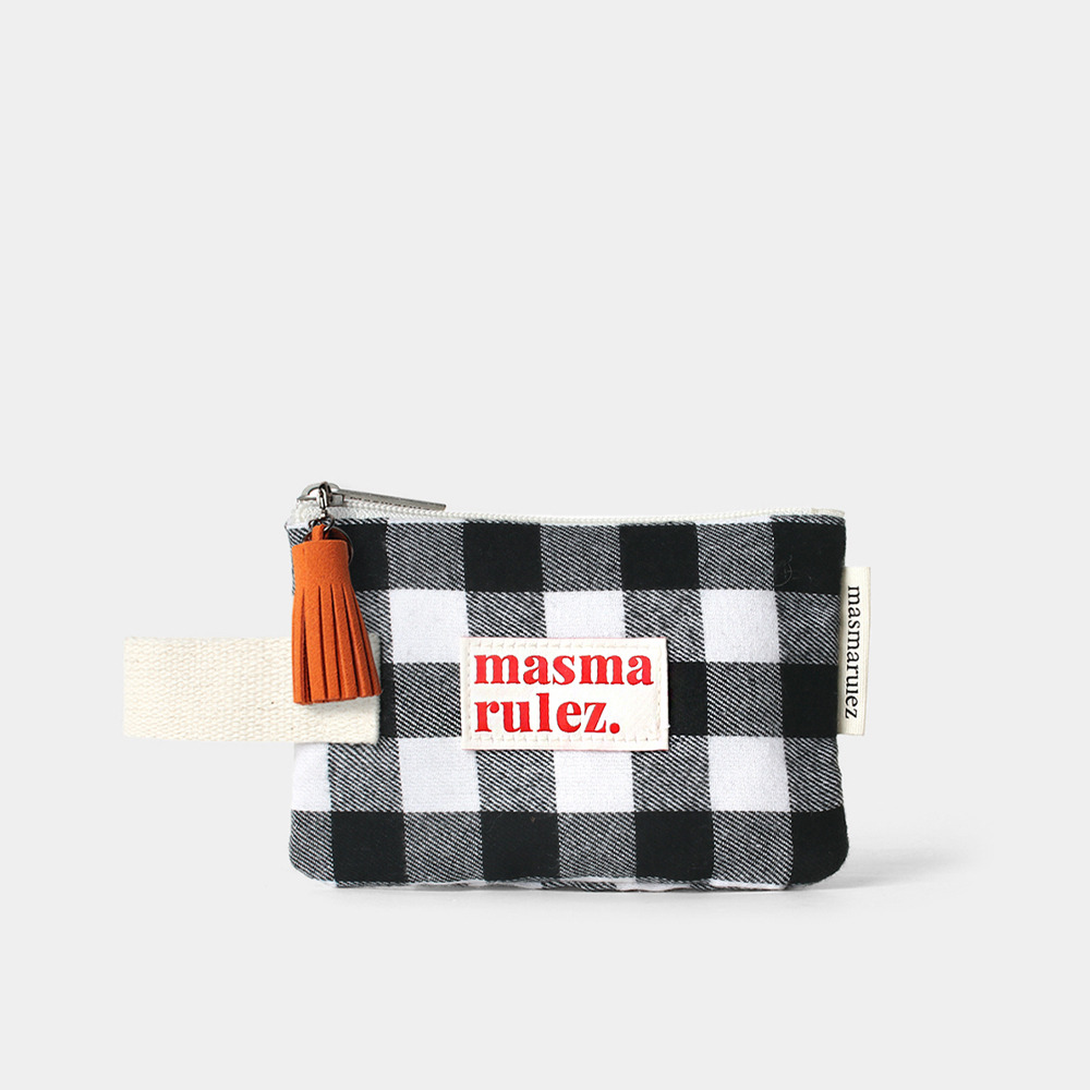 Mini strap pouch_Check Black - HAGO(하고)
