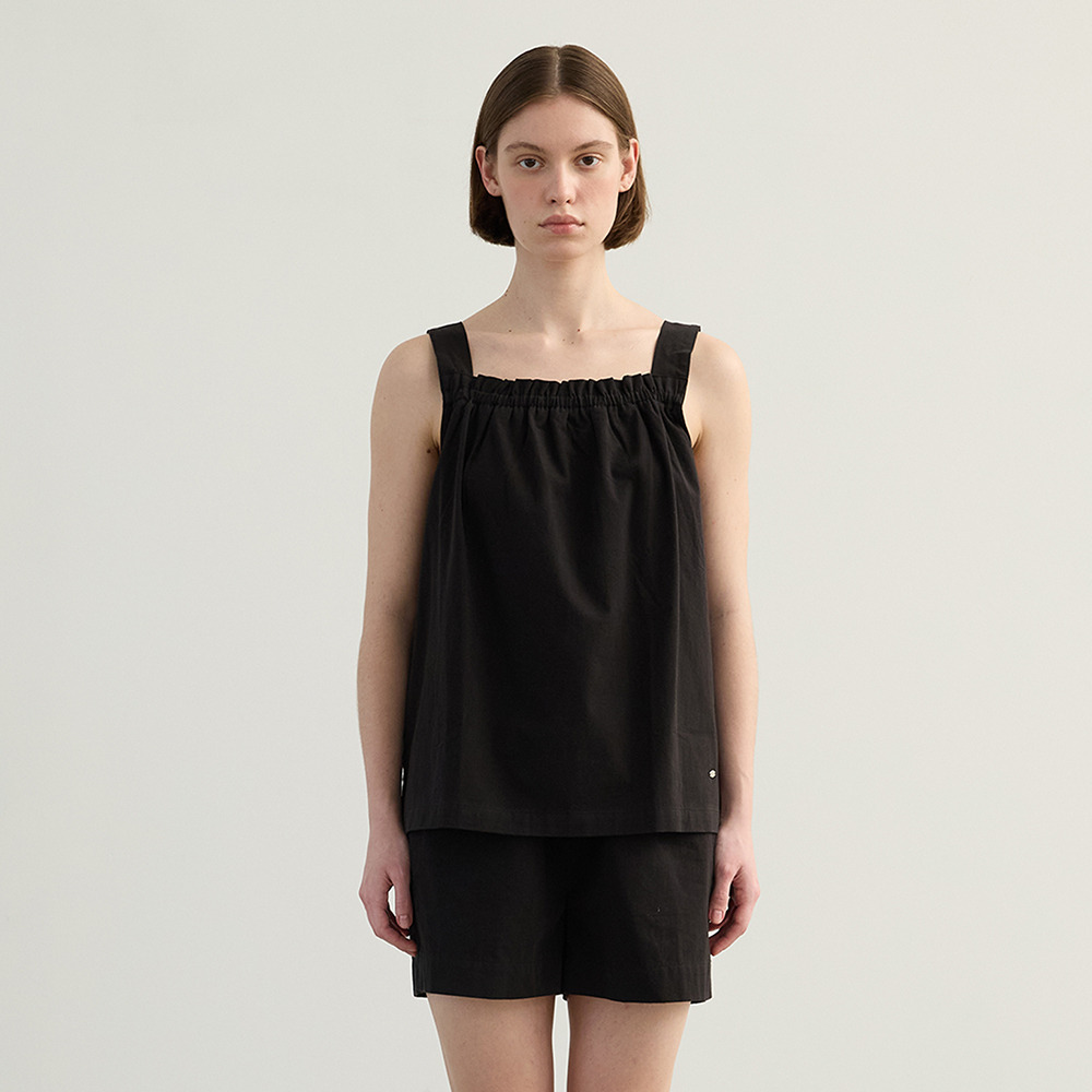 Shirring Sleeveless Top Black - 하고(HAGO)