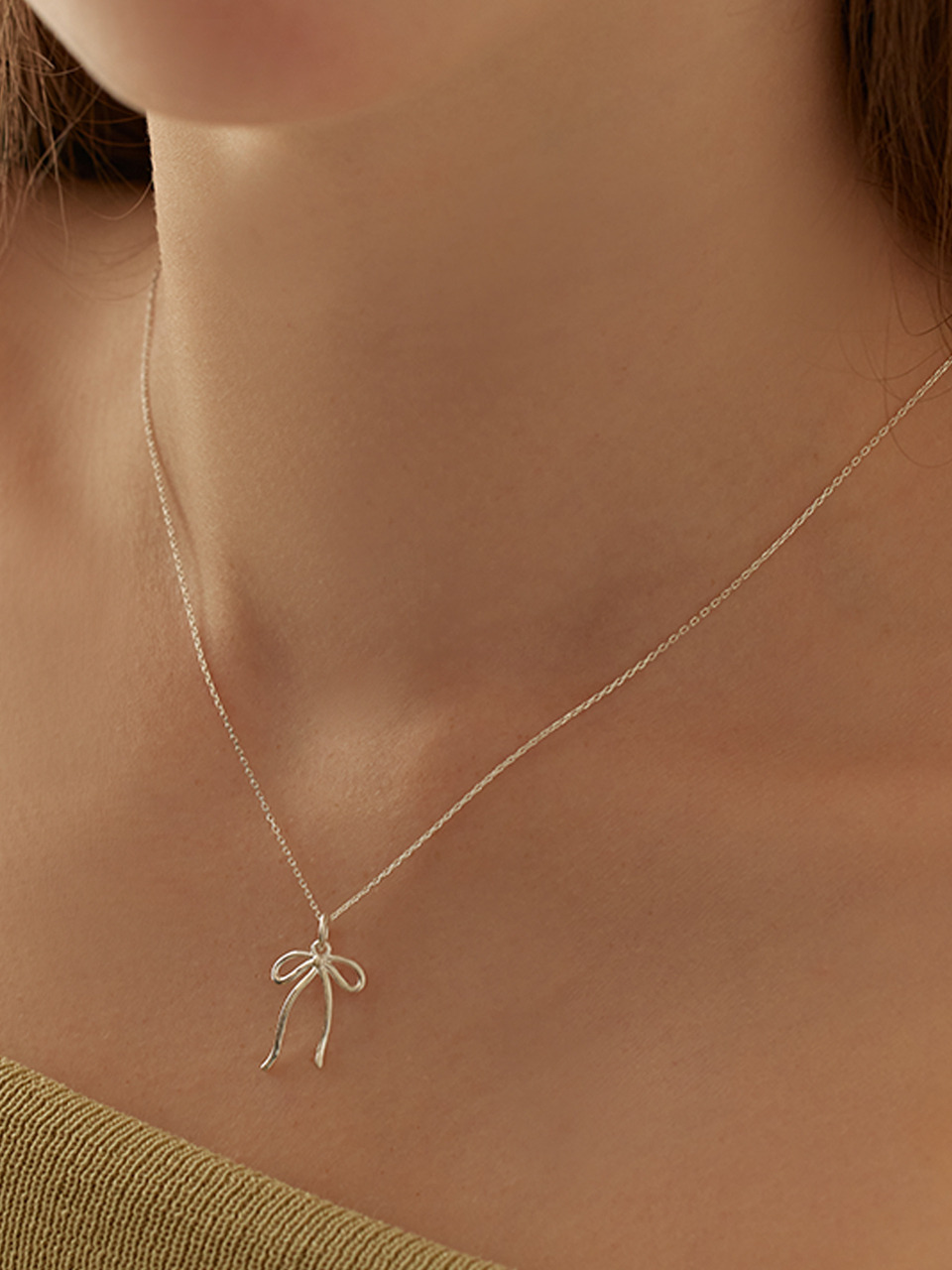 [진주귀걸이 증정] Line ribbon necklace - HAGO(하고)