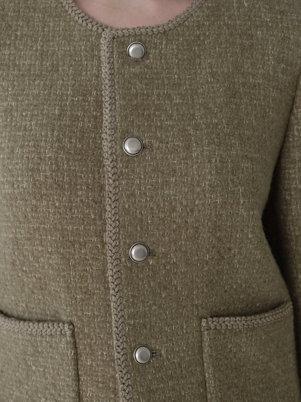 CROPPED TWEED JACKET_KHAKI BEIGE - 하고(HAGO)