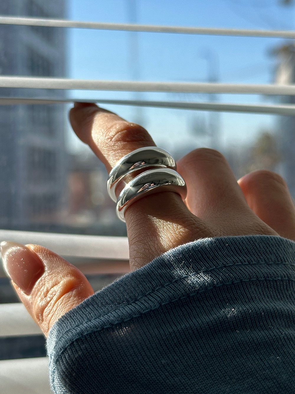 [925silver] Double bold layer ring - 하고(HAGO)