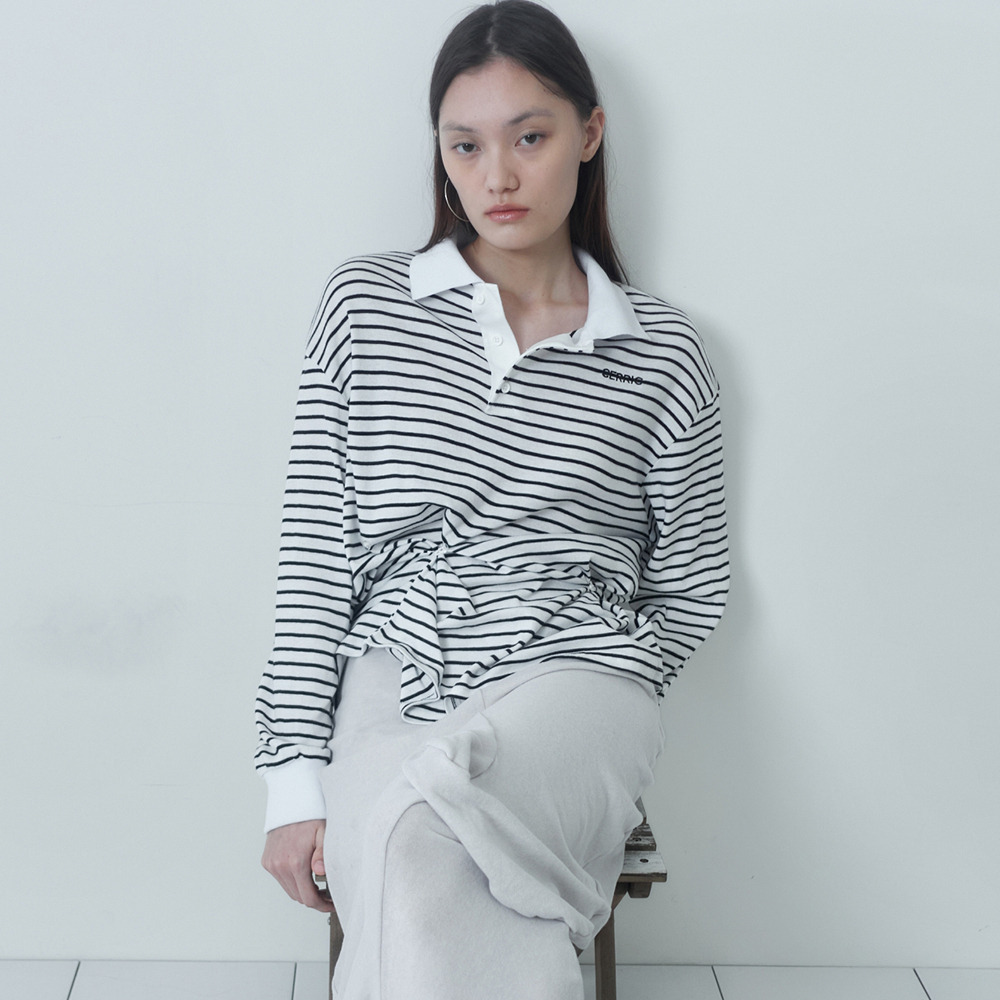 STRIPE BUTTON PINCH TOP / WHITE - HAGO(하고)