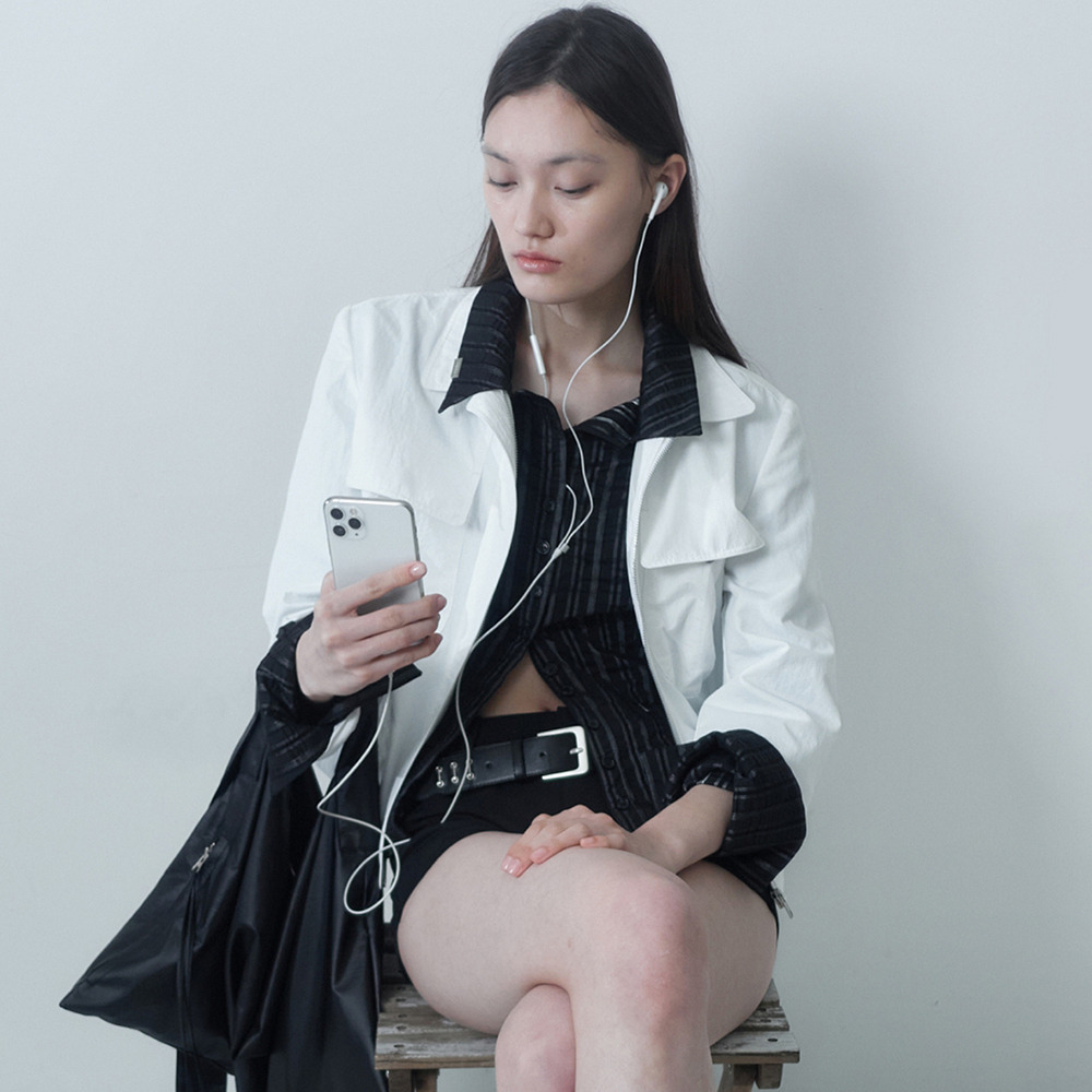 CRUNCH DOUBLE POCKET JACKET / WHITE - 하고(HAGO)