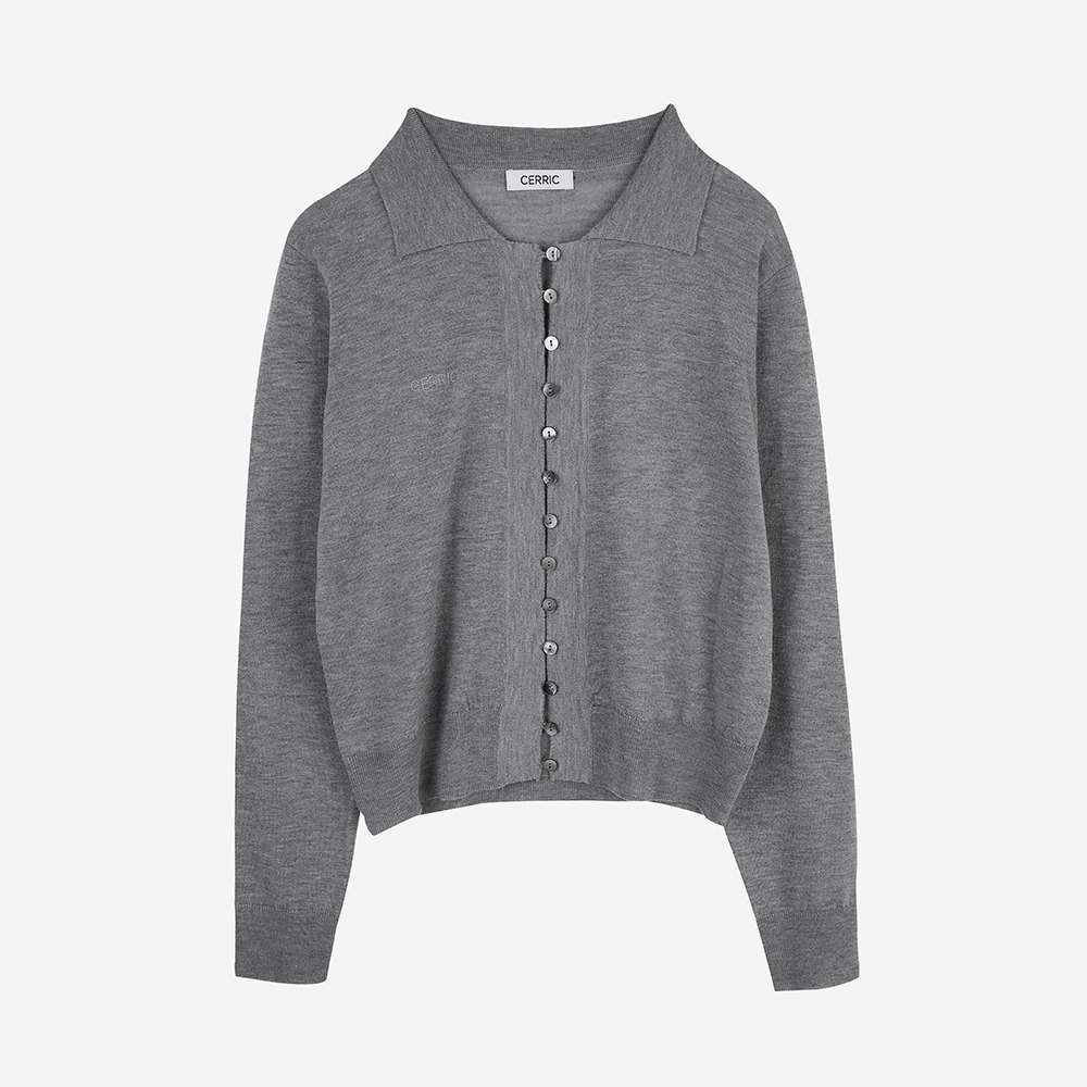 COLLAR KNIT CARDIGAN / GRAY - HAGO(하고)