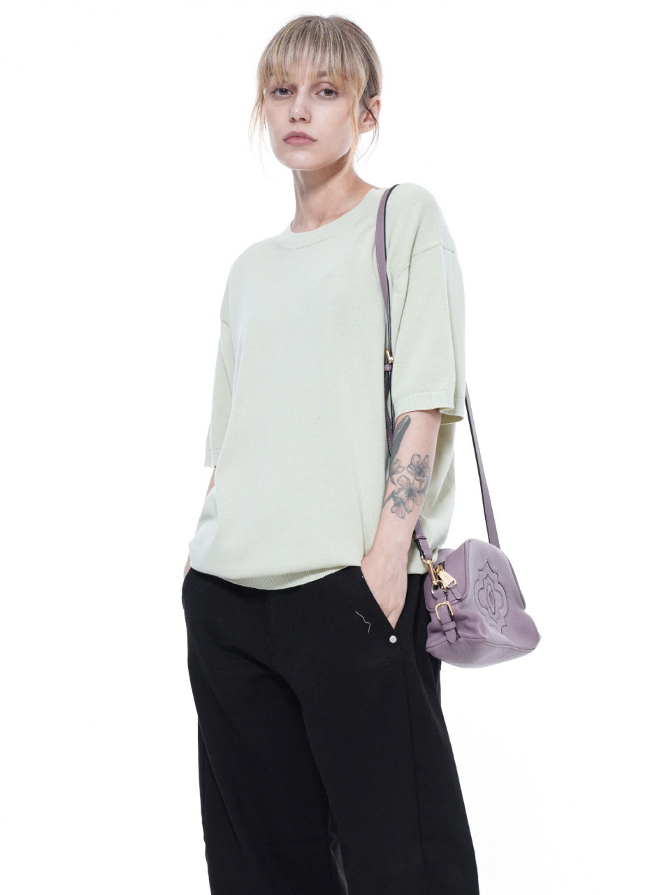 Linen Basic Round Half Knit (Mint) - HAGO(하고)