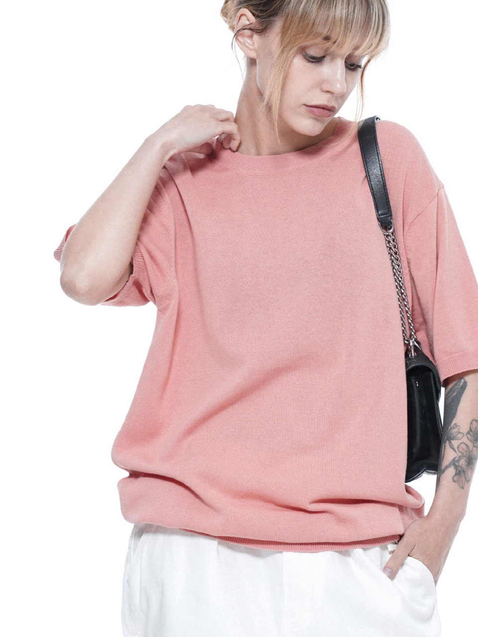 Linen Basic Round Half Knit (Pink) - HAGO(하고)
