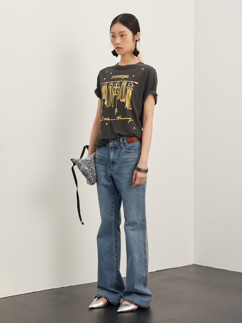 Hanger Drawing Tee_Aqua Charcoal - HAGO(하고)