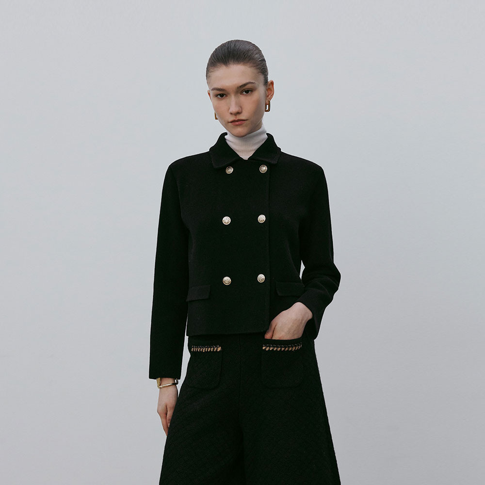 [단독선발매]Double Breasted Knit Cardigan Black - 하고(HAGO)