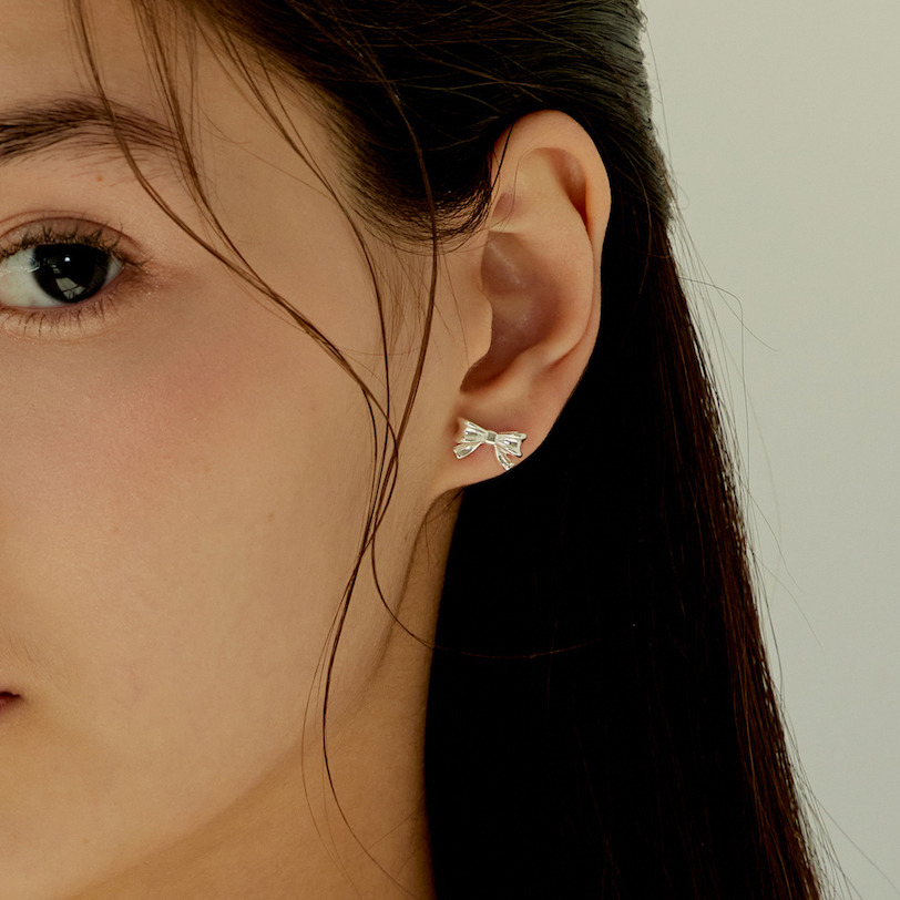 [925silver]Volume ribbon stud earrings - HAGO(하고)