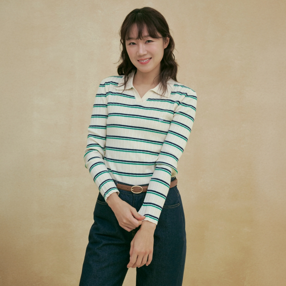 [25SS발매]stripe collar open pullover - green - 하고(HAGO)