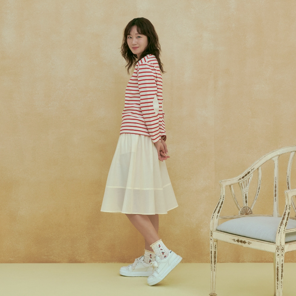 [25SS발매]pintuck midi skirt - cream - 하고(HAGO)