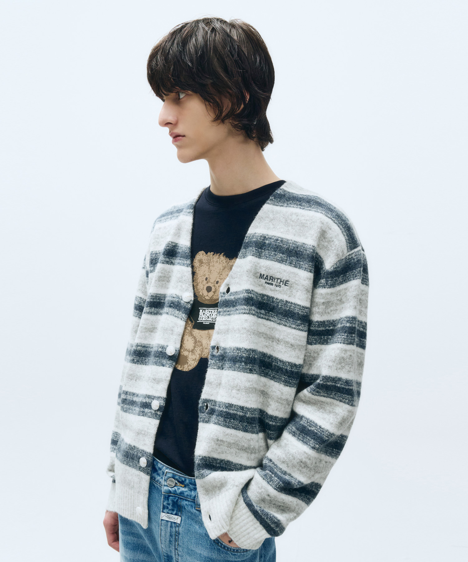 MULTI STR CARDIGAN SKY BLUE - HAGO(하고)