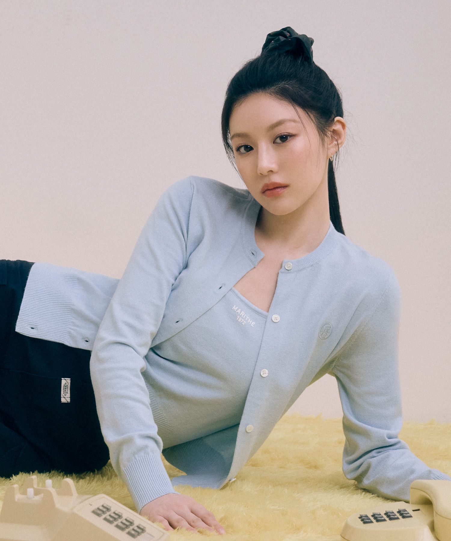 W BASIC CARDIGAN KNIT SET-UP SKY BLUE - 하고(HAGO)