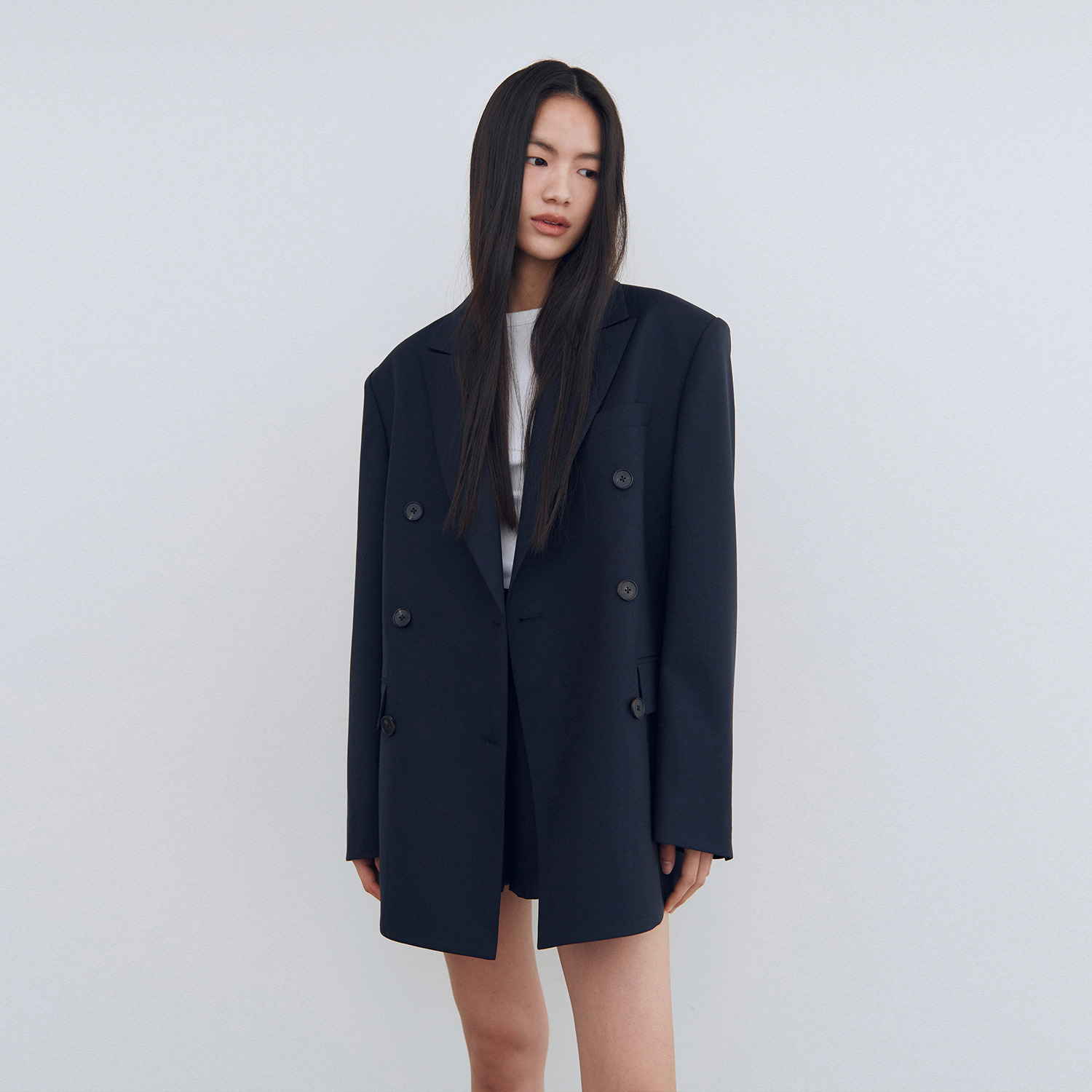 Classic Tailored Double Breasted Jacket_Navy - 하고(HAGO)
