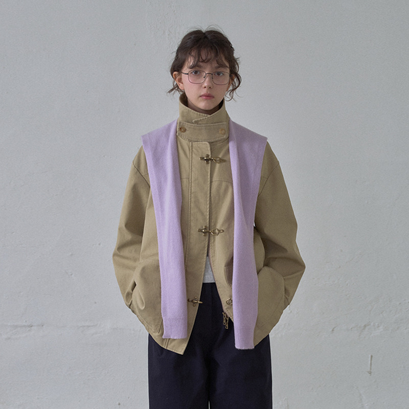 버클 코튼 하프 자켓_Beige - HAGO(하고)