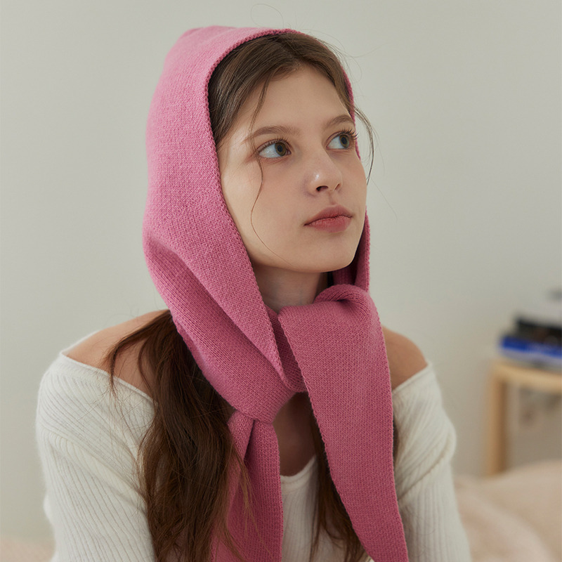 Solid hoody shawl muffler(4color) - HAGO(하고)