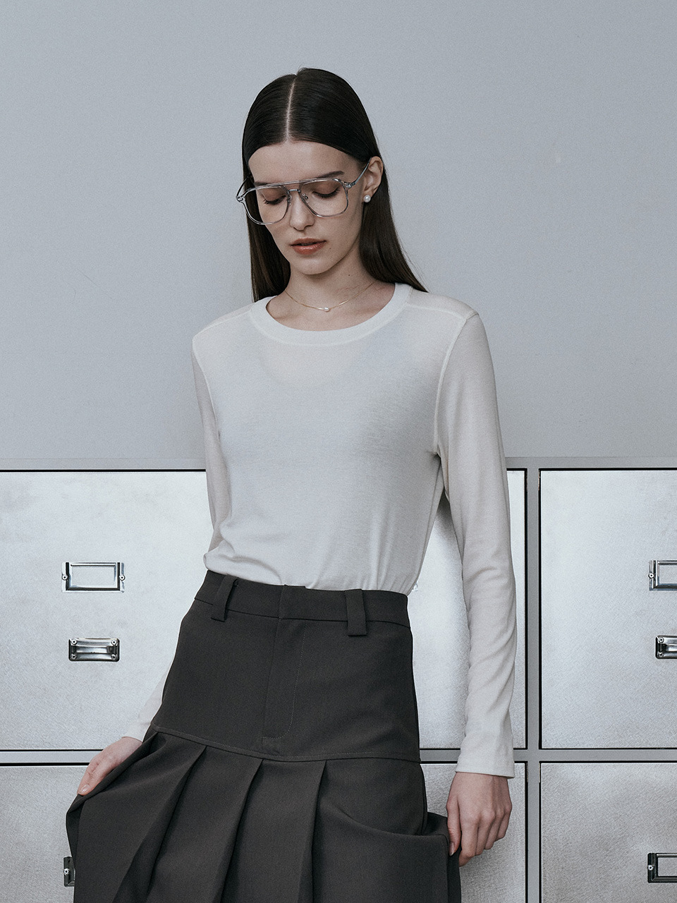 BA_Solid color close-fitting top_IVORY - 하고(HAGO)