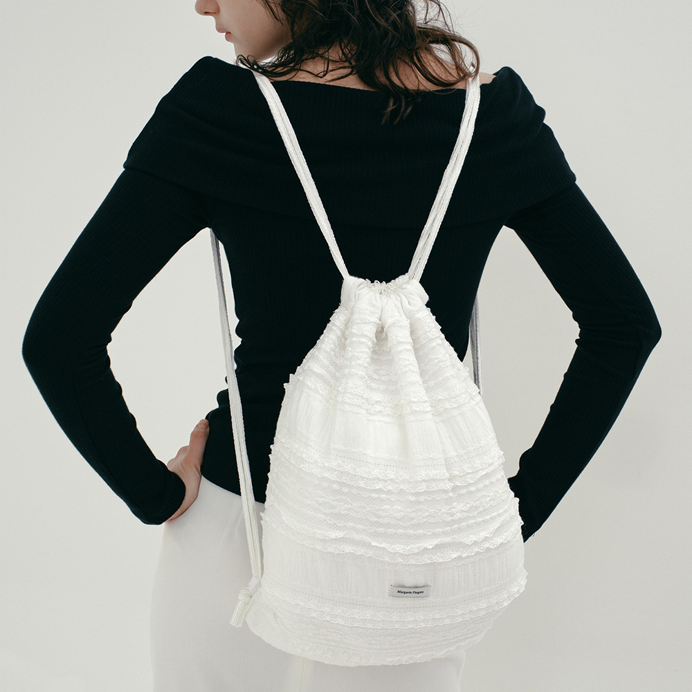 LACE FRILL STRING BAG (WHITE) - HAGO(하고)