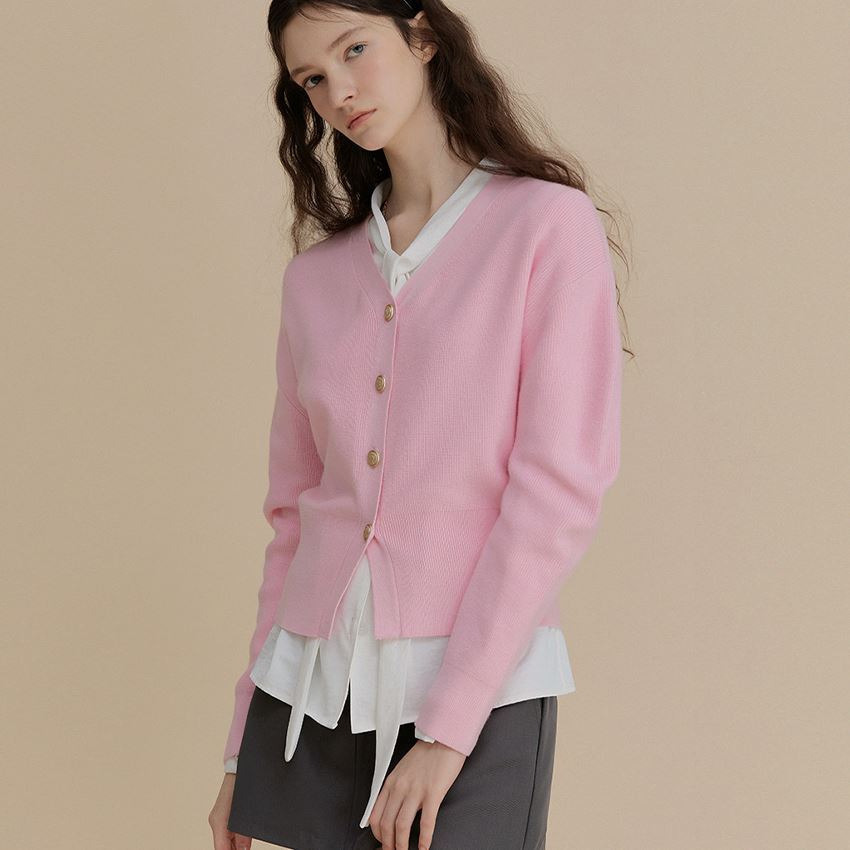 [서프라이즈특가][TWEE] [정향`pick]버츄 퍼프 브이넥 가디건 - HAGO(하고)