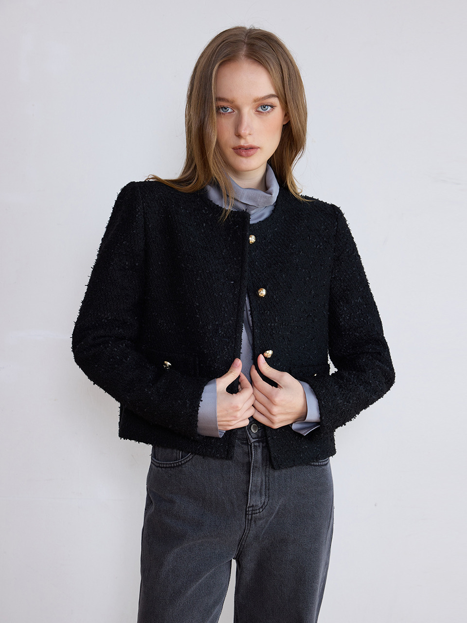 CLASSIC TWEED JACKET BLACK_LC243JK002BK - 하고(HAGO)