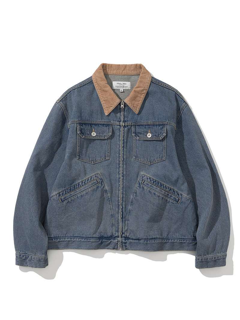 zip-up denim trucker jacket 13oz indigo washed - HAGO(하고)