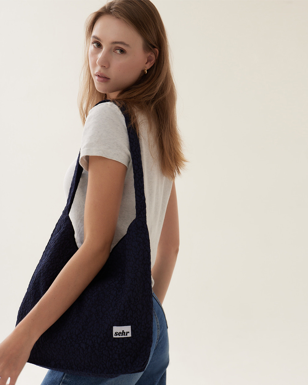 Wrinkle Leopard Hobo Bag (Navy) - HAGO(하고)