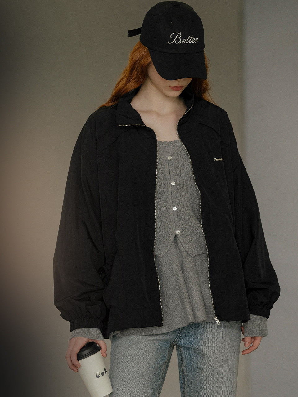 Pocket string nylon wind jumper_Black - 하고(HAGO)